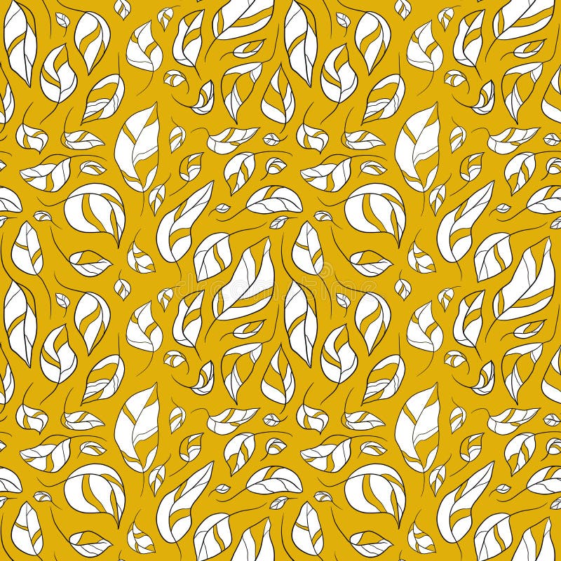 Fabric Print Raster Seamless Pattern Contour, Leaves Stock Illustration ...