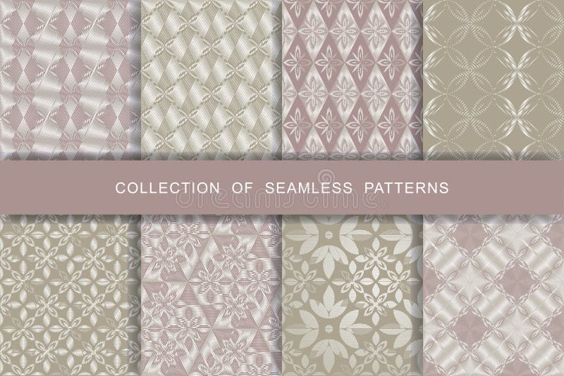 Fabric Print Set. 8 Seamless Patterns Stock Vector - Illustration of ...