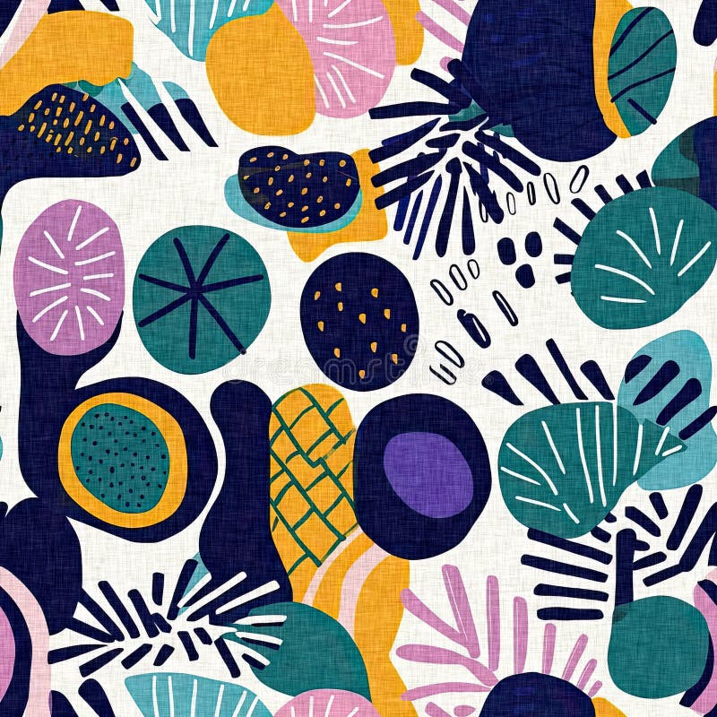 Fun Modern Pattern Clash Fabric Print for Summer Beach Textile Designs ...