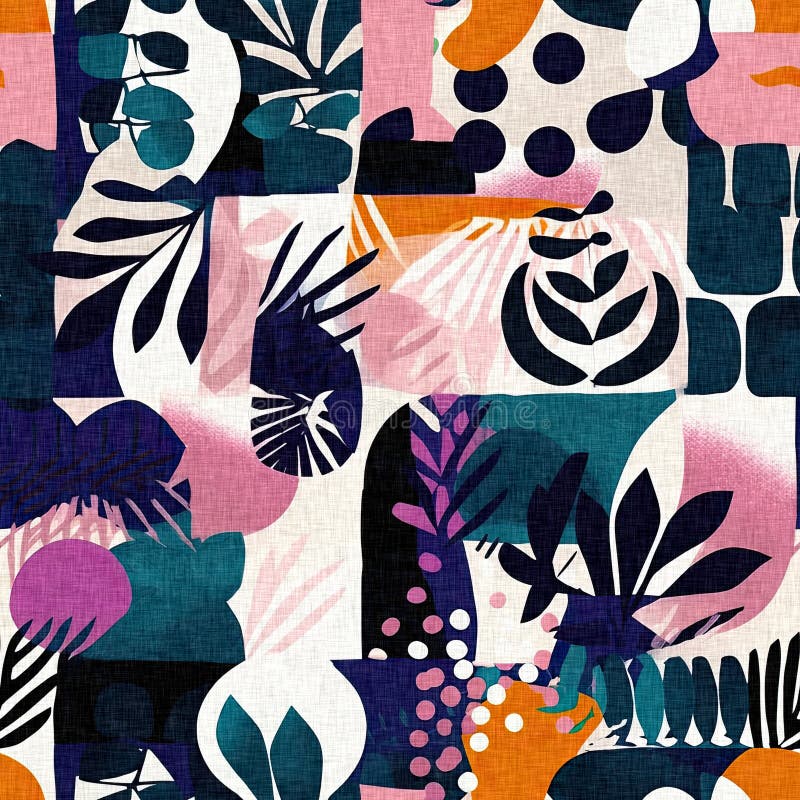 Fun Modern Pattern Clash Fabric Print for Summer Beach Textile Designs ...