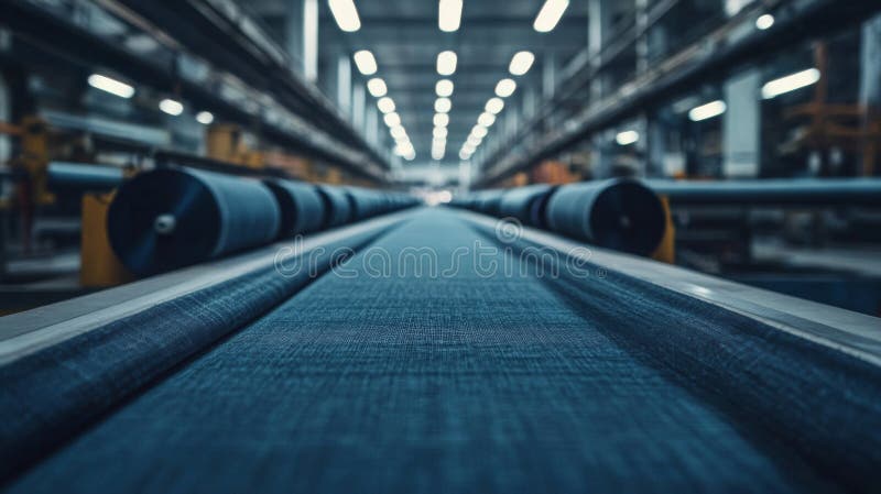 Fabric Production Line in Modern Textile Factory Stock Illustration ...