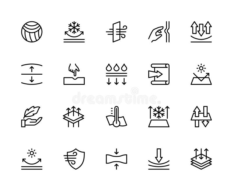 Fabric Properties Related Vector Linear Icons Set. Contains Such Icons ...