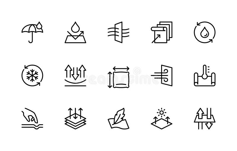 Fabric Properties Related Vector Linear Icons Set. Isolated Icon ...