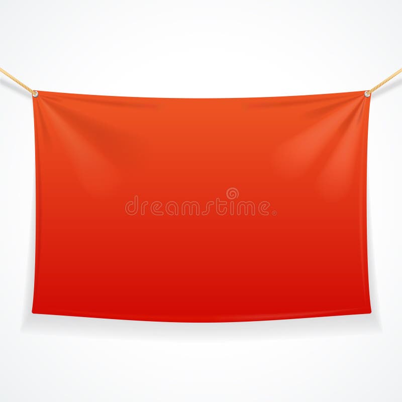 Fabric Rectangular Red Banner with Ropes. Vector Stock Vector ...