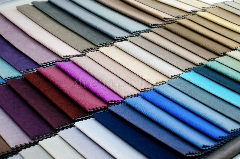 Fabric Samples of Different Colors for Interior Design Stock Photo ...