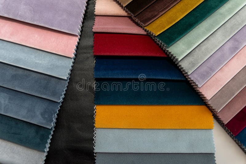 Fabric Samples in Different Colors for Renovation Sofa. Upholstery ...