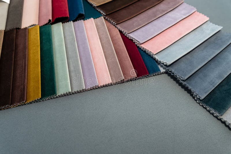Fabric Samples in Different Colors for Renovation Sofa. Upholstery ...