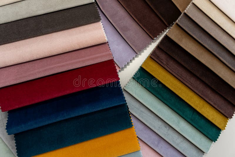 Fabric Samples in Different Colors for Renovation Sofa. Upholstery ...