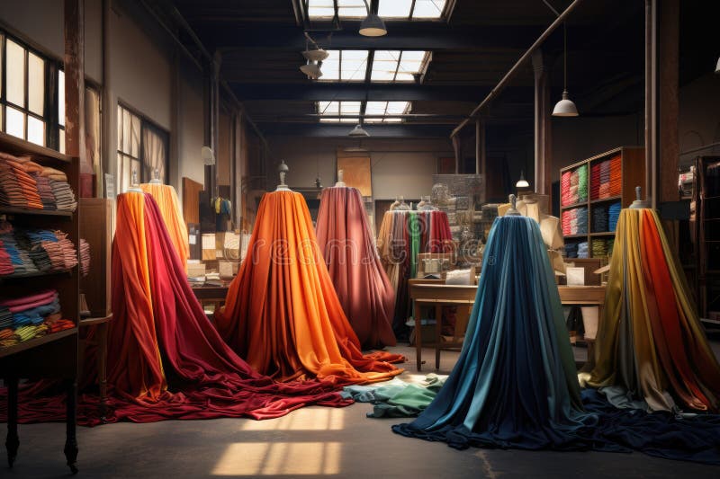 Fabric Shop with an Assortment of Textiles Stock Photo - Image of ...