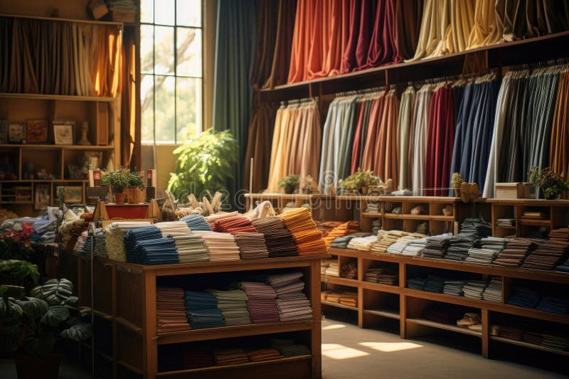 Fabric Shop with an Assortment of Textiles Stock Photo - Image of cloth ...