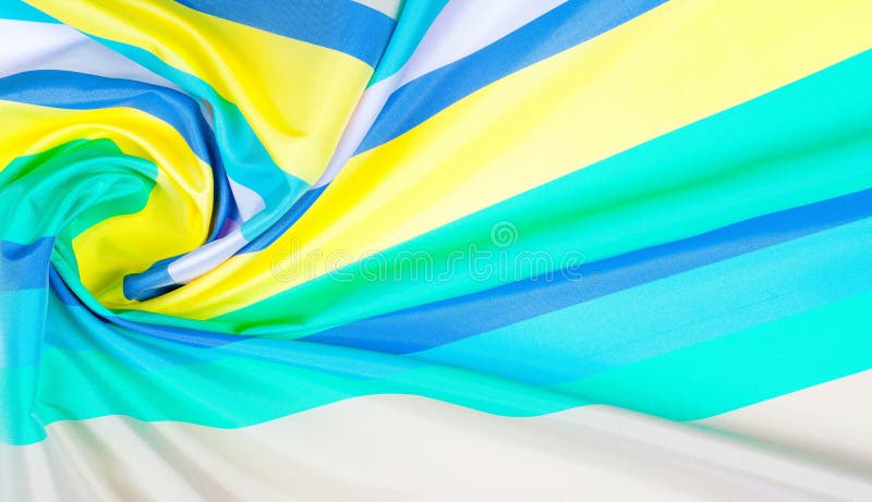 Fabric Silk Texture, Striped Pattern. Yellow Blue Blue Steel Str Stock ...