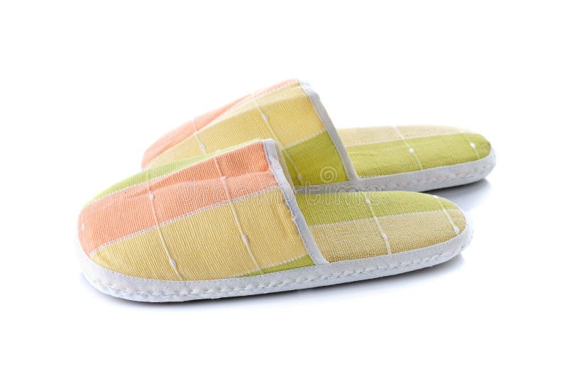 Fabric Slippers on White Background Stock Photo - Image of fluffy, cosy ...