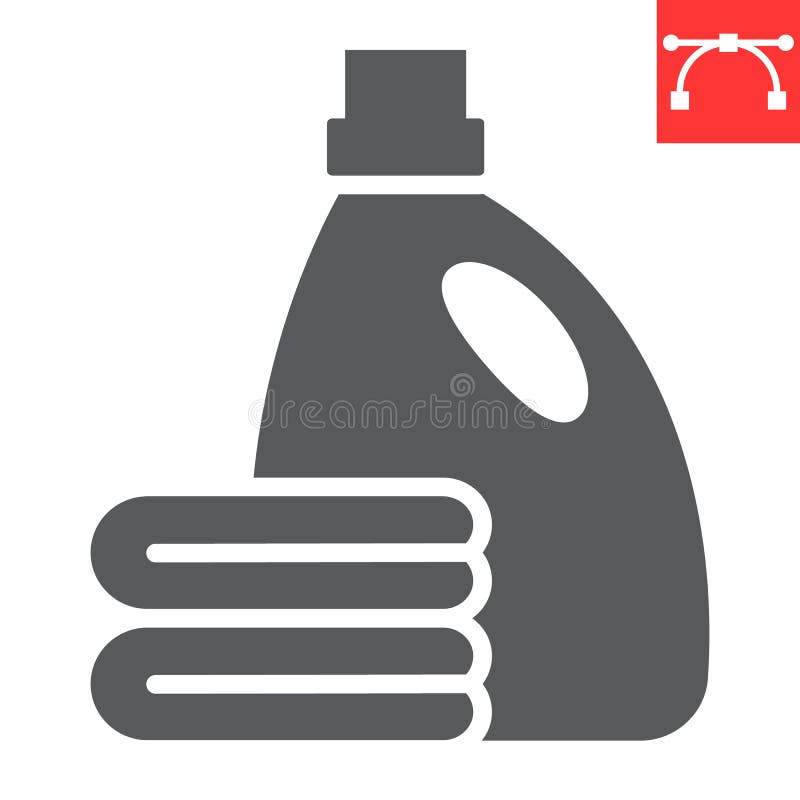 Fabric Softener Glyph Icon, Dry Cleaning and Wash, Towel Sign Vector ...