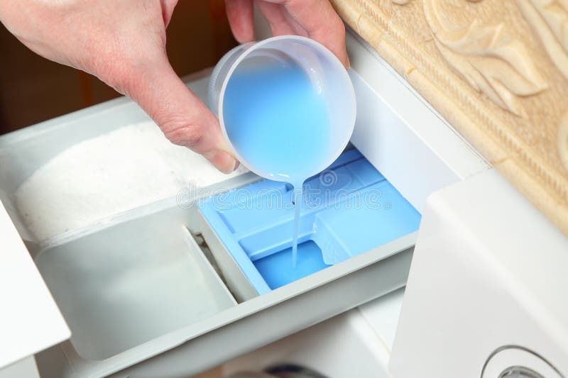 Fabric Softener in Washing Machine Drawer Stock Image - Image of adding ...