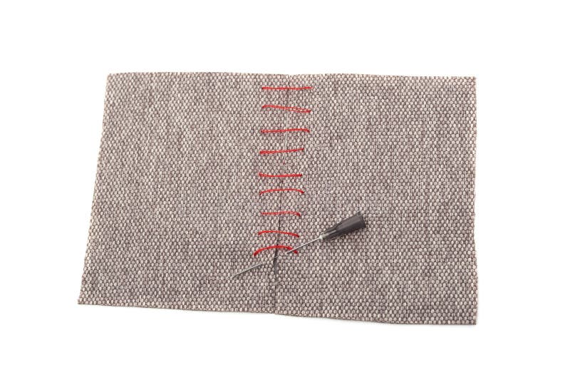 The Fabric is Stitched with a Medical Needle Stock Photo - Image of ...
