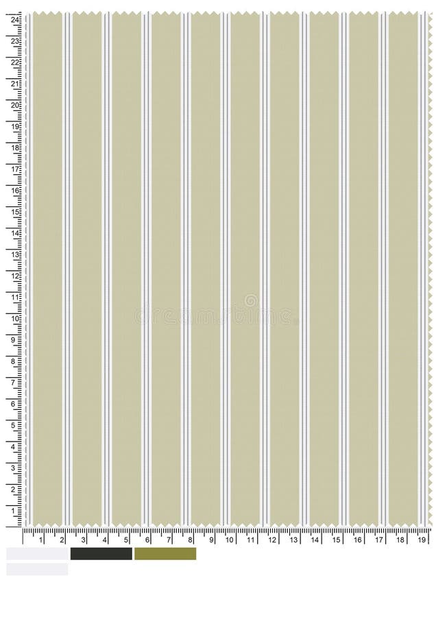 Fabric Swatch with Vertical Stripes and Measurement Markings in Brown ...