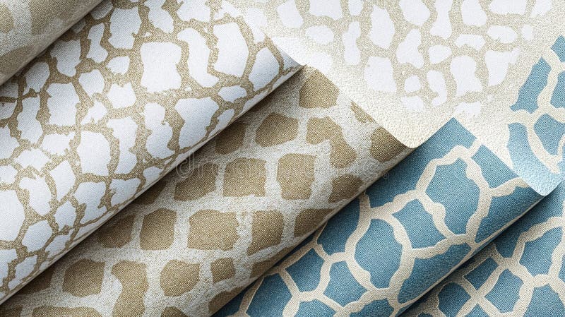 Fabric Swatches Featuring Textured Patterns in Soft Colors Displayed on ...