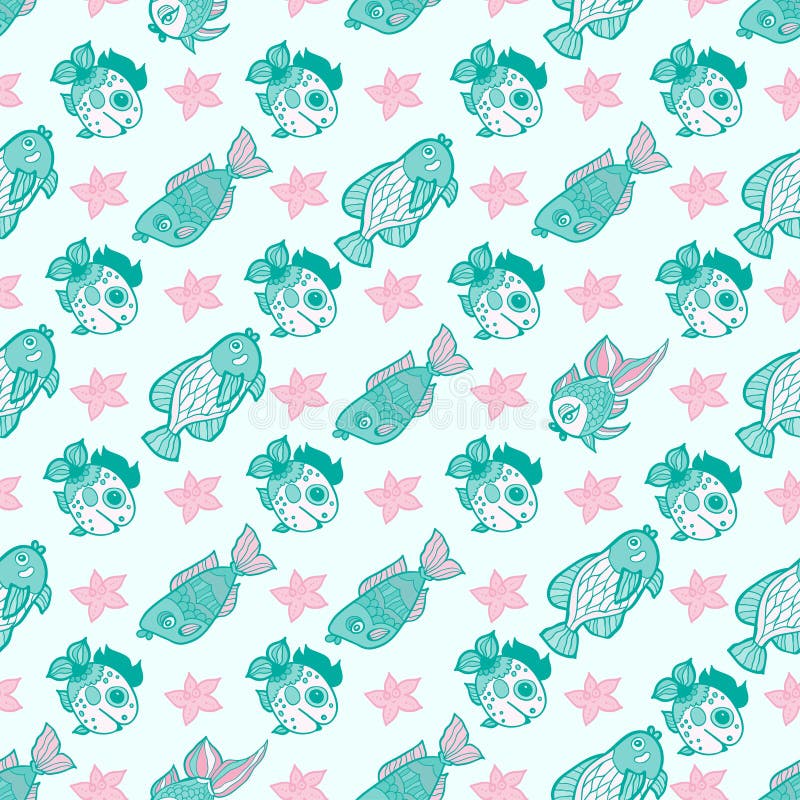 Fabric Textile Seamless Pattern with Sea Fishes Stock Vector ...