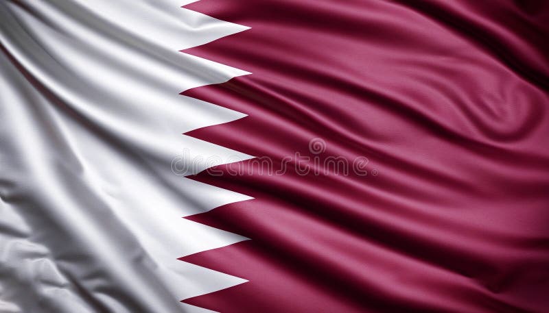 Flag of Qatar with Folds with Visible Satin Texture Stock Illustration ...