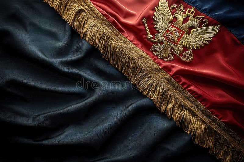 Fabric Texture with Gold Emblems and Luxury Fringe Detailing Display ...