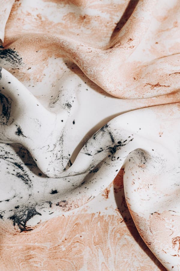 Fabric Texture Salmon with White Natural Silk Marble Print, Tie-dye ...