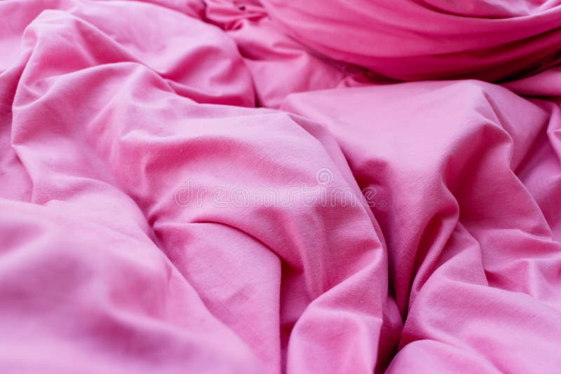 Detailed Closeup of Pink Quilt Bedding Stock Photo - Image of drapery ...