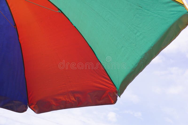 Fabric Umbrella on the Beach Stock Image - Image of objects, colorful ...