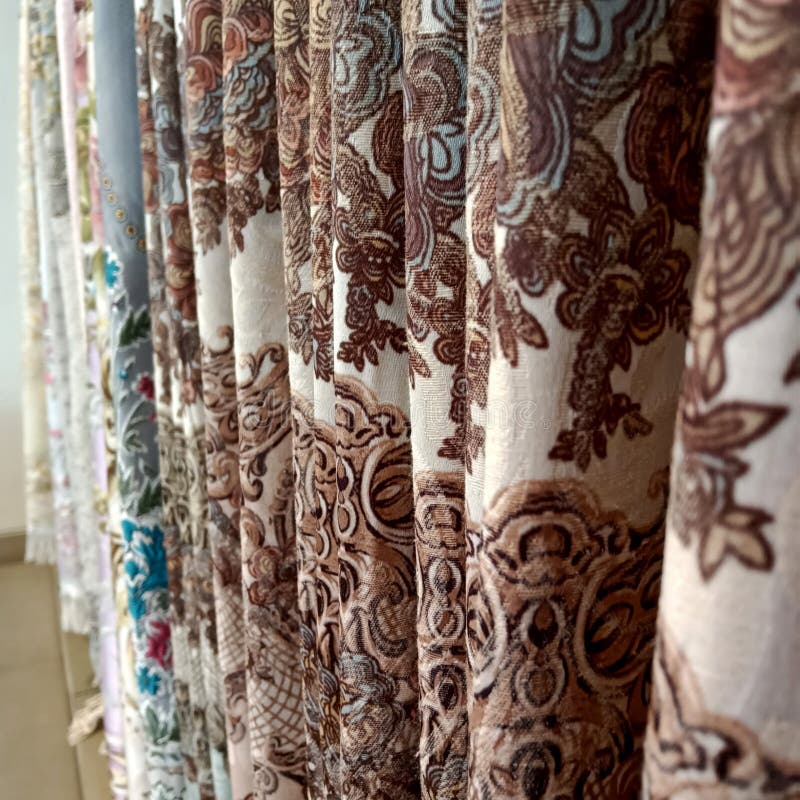 Fabrics Collection with the Floral Motif in the Wardrobe Display Stock ...
