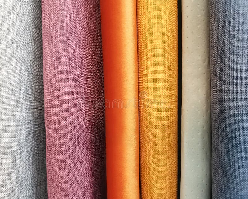 Fabrics of Different Colors in the Foreground Stock Photo - Image of ...