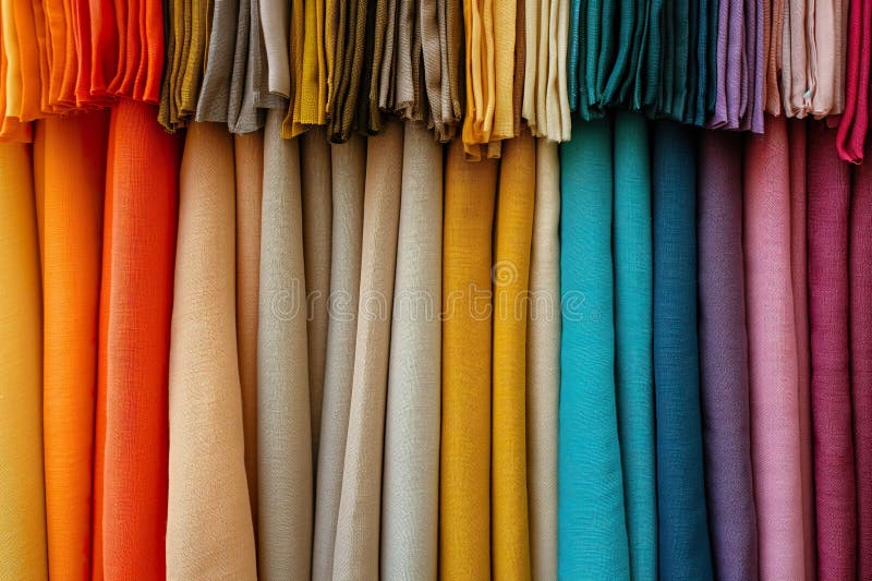 Fabrics of Different Colors, Set To Dry in Rainbow Mode Stock ...