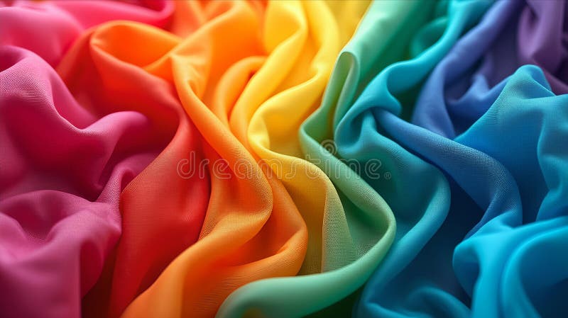 Fabrics in rainbow colors stock photo. Image of textile - 335819984
