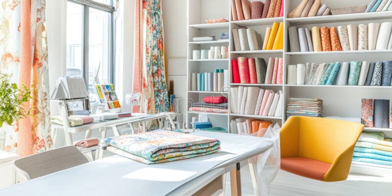 The Fabrics in a Bright and Airy Studio Space Stock Photo - Image of ...