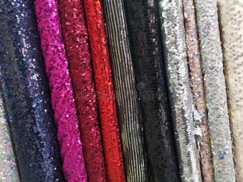 Fabrics in a Variety of Colors and Patterns Stock Photo - Image of blue ...