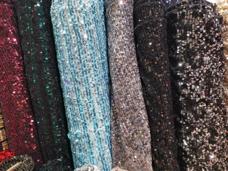 Fabrics in a Variety of Colors and Patterns Stock Photo - Image of ...