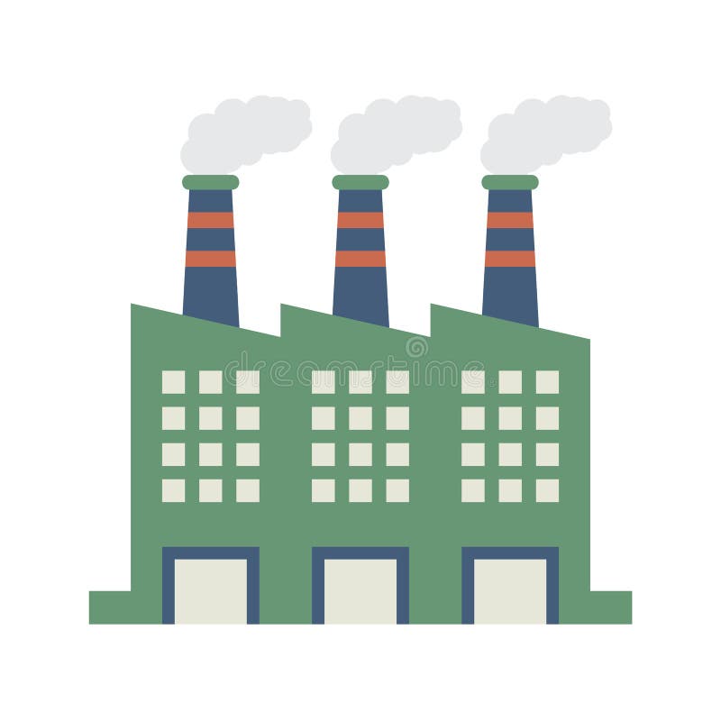 Fabrik-Gebäude Mit Schornsteinen Vektor Abbildung - Illustration von ...