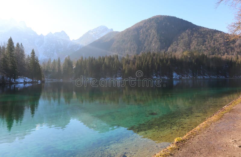 Fabulous Alpine Panorama with the Lake with Clear Water and Reflection ...