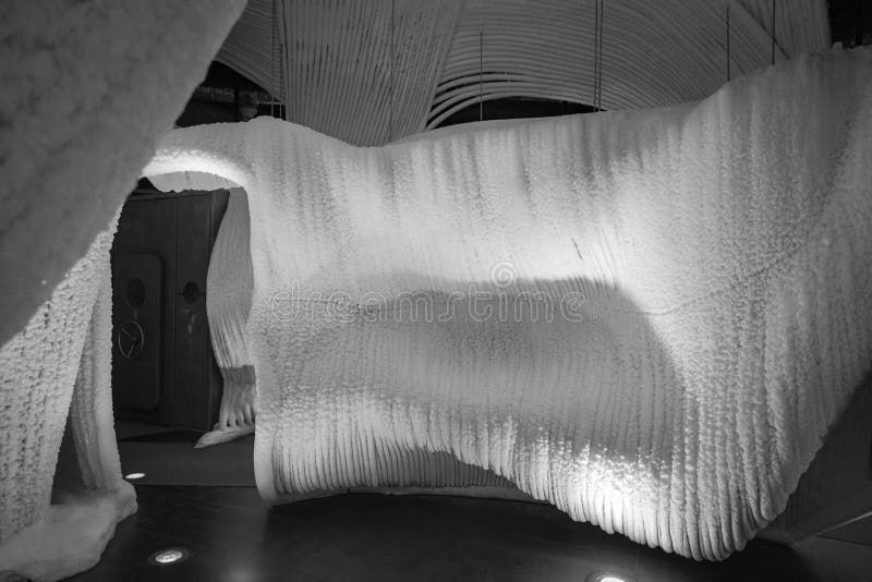 A Fabulous Artificial Ice Cave, the Walls are Covered with Snow and ...