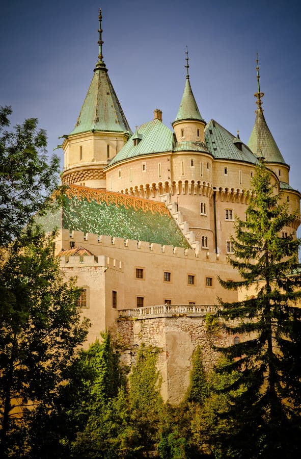 Fabulous Bojnice castle stock image. Image of slovakia - 26404041