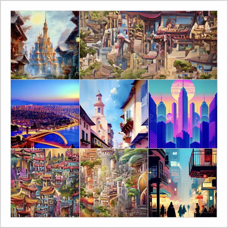 Fabulous Eastern City, Collage Stock Illustration - Illustration of ...