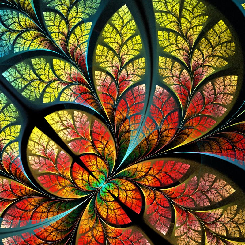 Fabulous Fractal Pattern in Yellow and Red. Collection - Tree Foliage ...