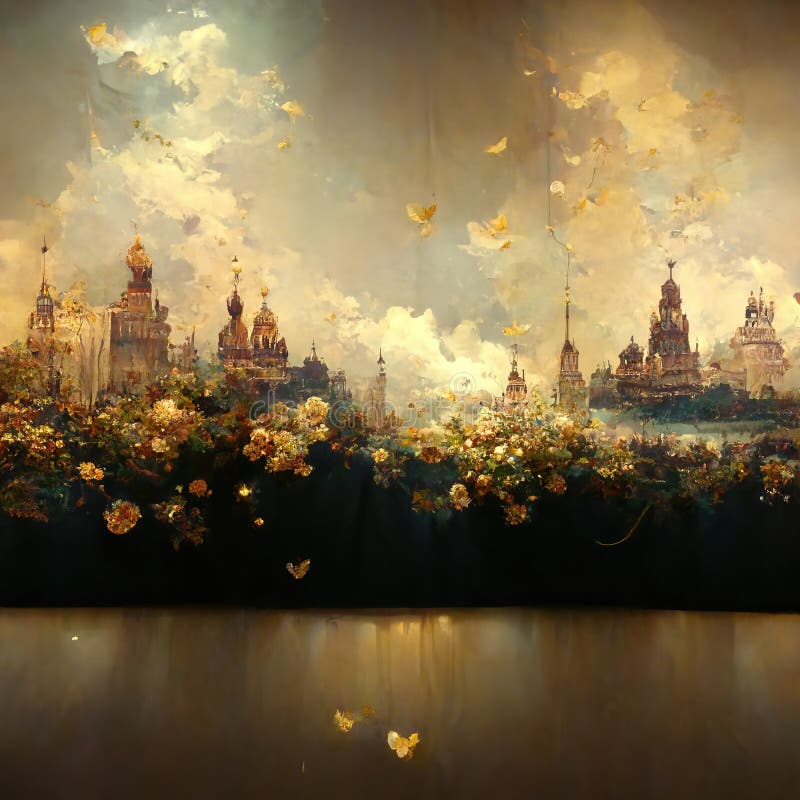 Fabulous Magic Solemn Golden Background Stock Illustration ...