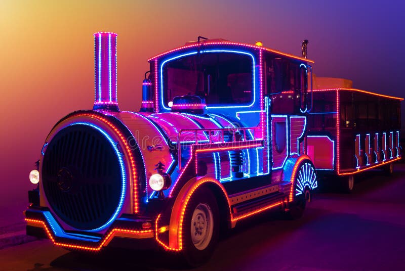 Fabulous, Magical Locomotive Glow in the Dark Colored Lights Stock ...