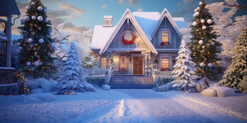 Fabulous Santa Claus House in the Forest Stock Illustration ...