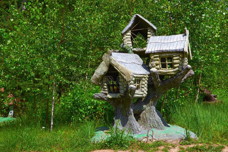 Fabulous Sculpture of the Three Tree House Stock Photo - Image of three ...