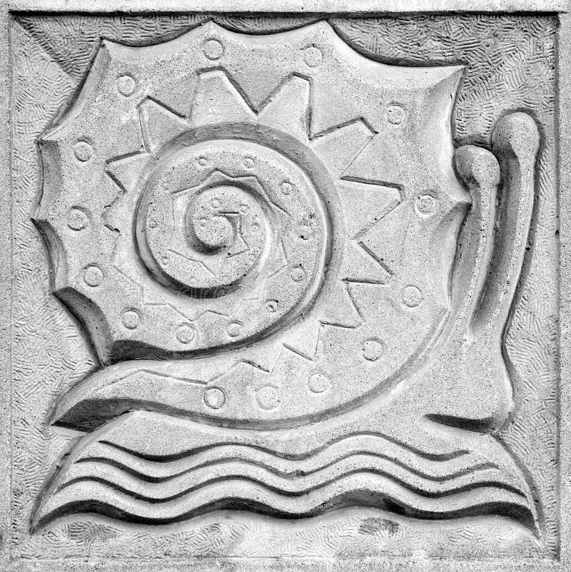 Fabulous snail, bas-relief stock image. Image of funny - 84471811