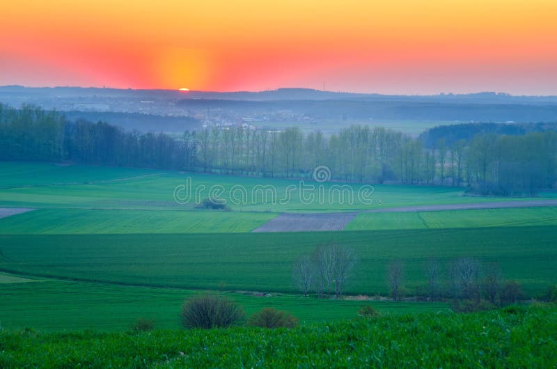 Fabulous Spring Evening Landscape. Stock Photo - Image of calm, beauty ...
