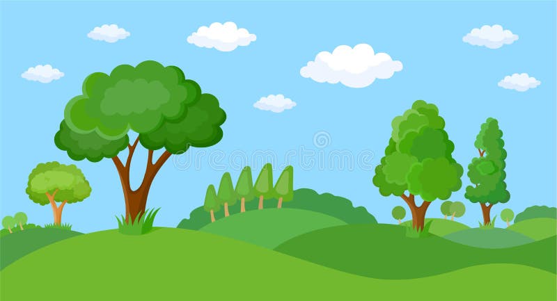 Fabulous spring landscape stock illustration. Illustration of cartoon ...