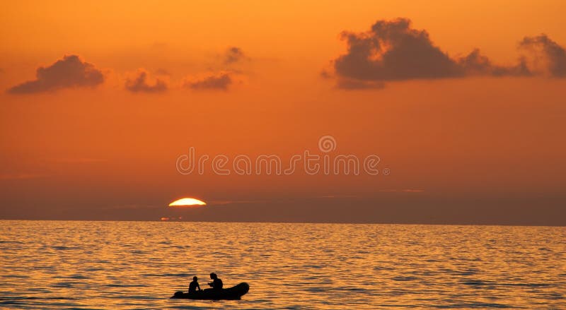 Fabulous Sunset on a Background of Sky and Sea. Stock Image - Image of ...