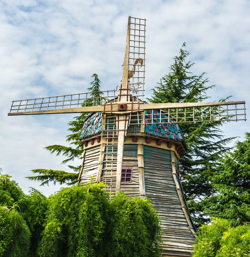 Fabulous Windmill in the Park Stock Image - Image of nature, house ...
