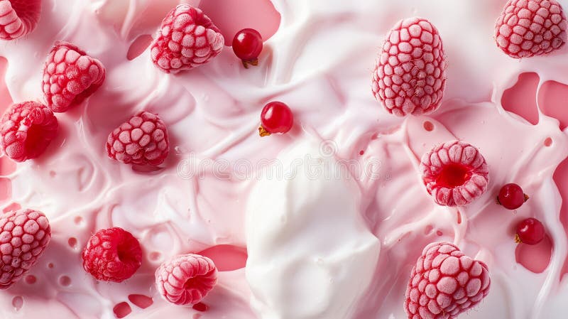 Fabulous Yogurt with Raspberry, Raspberry and Cream Stock Image - Image ...